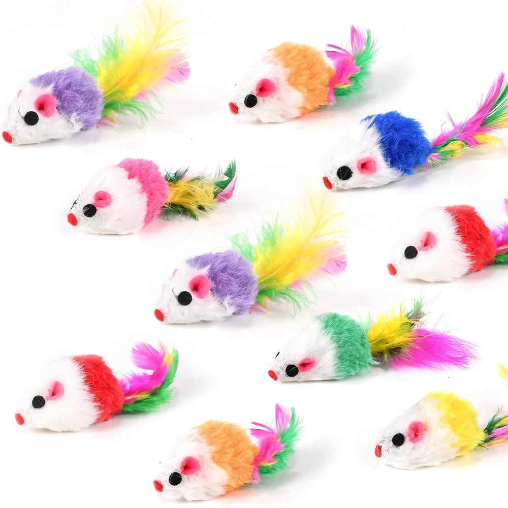 5 Pcs New Plush Cat Mouse Toys Mice Rattle Set Interactive Pet Toy for ...