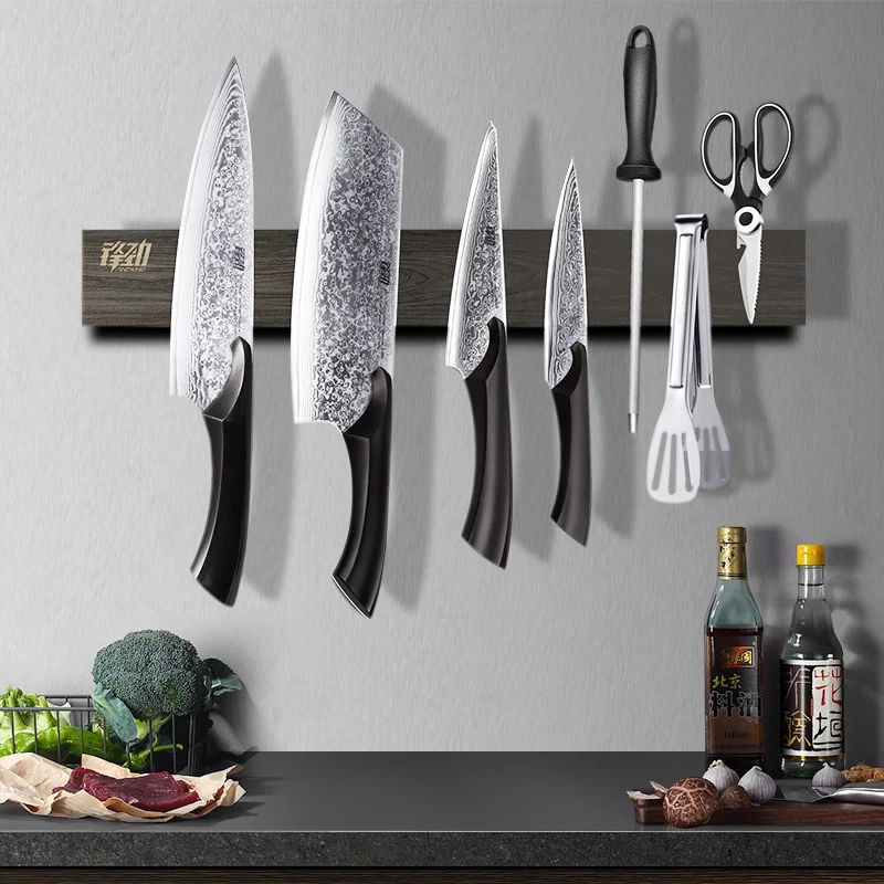 Thicken-Powerful-Magnetic-Knife-Holder-Wood-Chef-Kitchen-Knife-Stand ...
