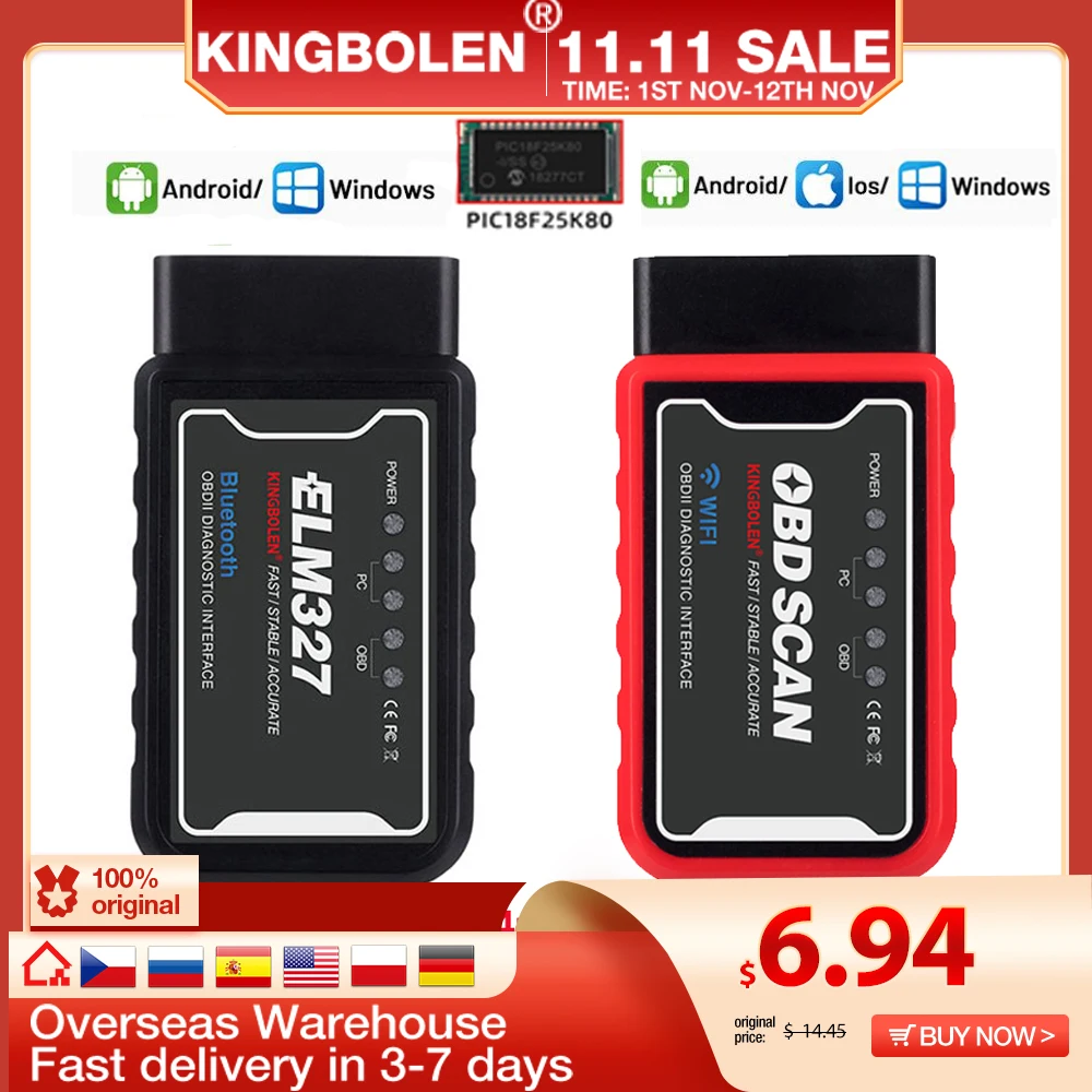 Elm327 V1.5 Wifi/bt With Pic18f25k80 On Android/ios Elm327 Obdii Scanner Wifi Bluetooth ...