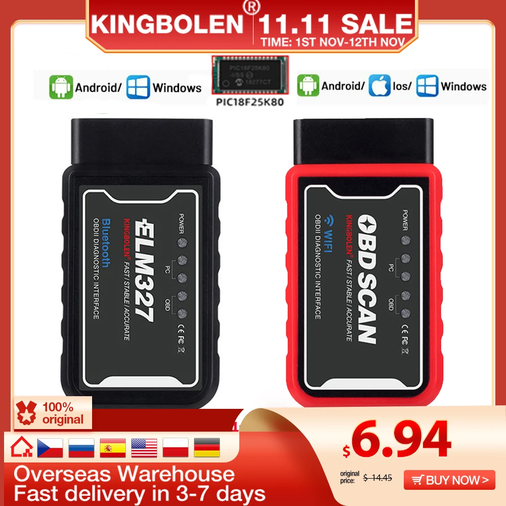 Elm327 V1.5 Wifi/bt With Pic18f25k80 On Android/ios Elm327 Obdii Scanner Wifi Bluetooth ...