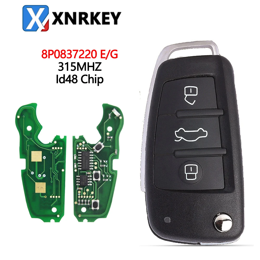 Xnrkey 3 Button Car Remote Key Id48 Chip 315mhz Fcc 8p0837220e ...