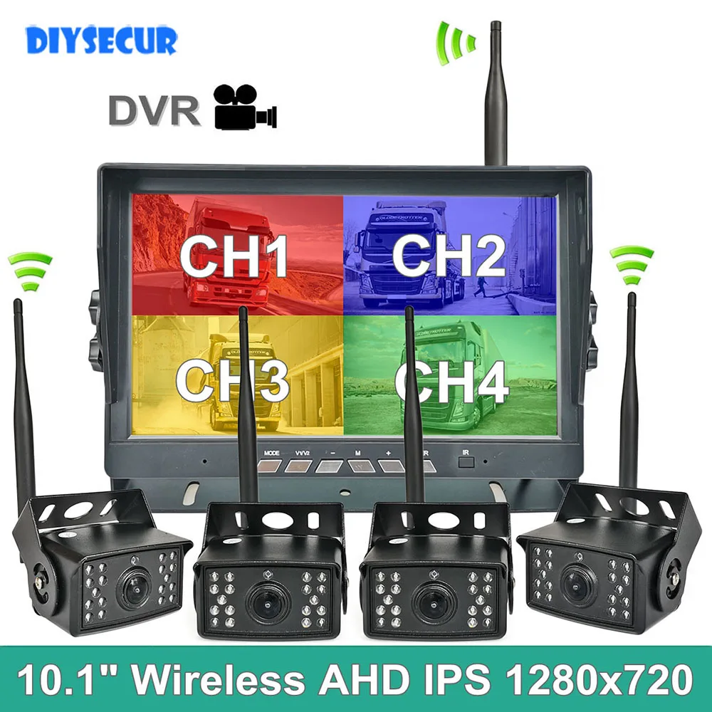 Diysecur 10.1 Inch Wireless Truck Dvr Ips Monitor Ahd 720p Hd Night ...