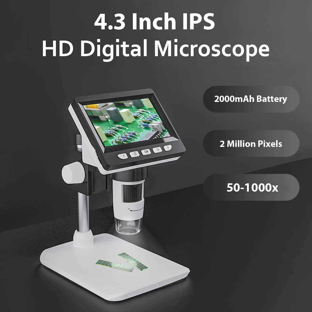 4-3-Inch-Digital-Microscope-1080P-50-1000x-Coin-Microscopio-2000mAh ...