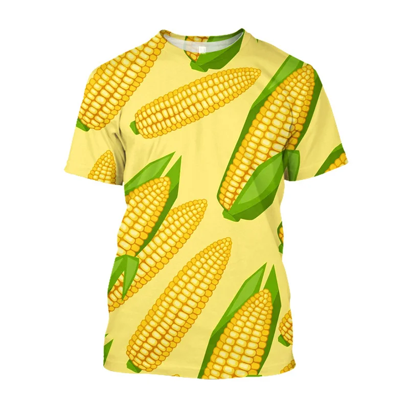 3D Printed Creative Corn T-Shirt For Men Fresh Vegetables Pattern Tees ...