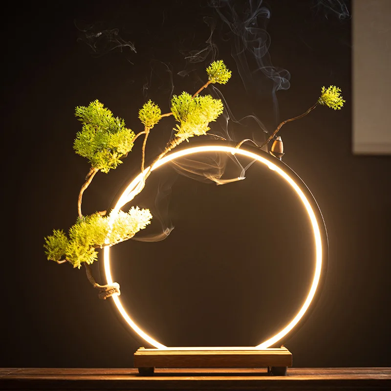 LED light ring ceramic ornament, new Chinese Zen creative living room ...