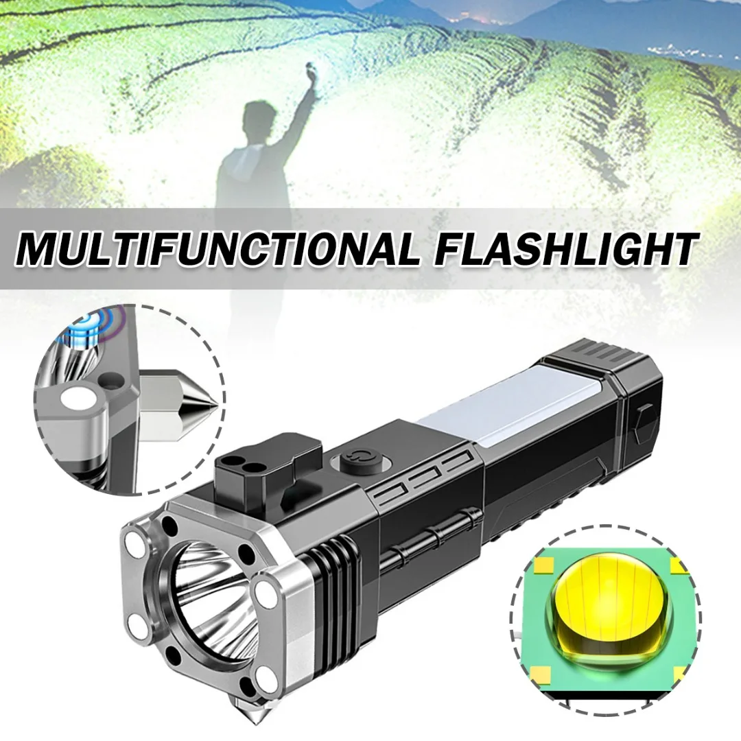 Outdoor-Strong-Light-Torch-Multi-Function-LED-Flashlight-Rechargeable-Emergency-Tool-With-Window ...