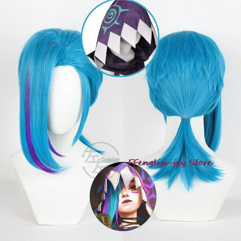 Arcane-Season-2-Jinx-Front-Lace-Wig-Game-Cosplay-Women-Blue-45cm-Bangs ...