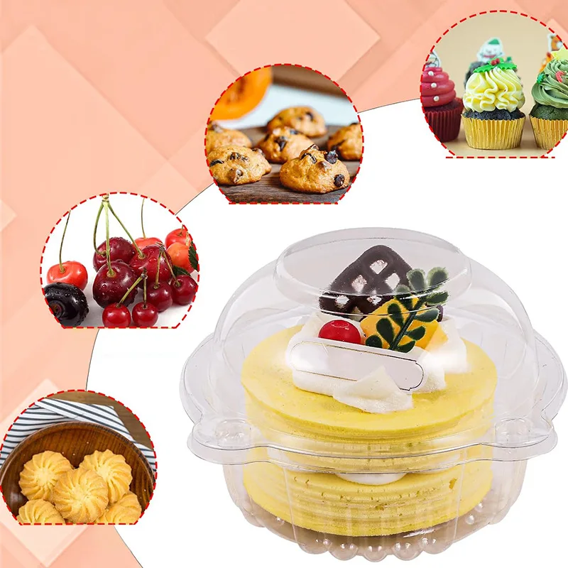 10pcs Clear Plastic Cake Boxes Disposable Dessert Cupcake Baking ...