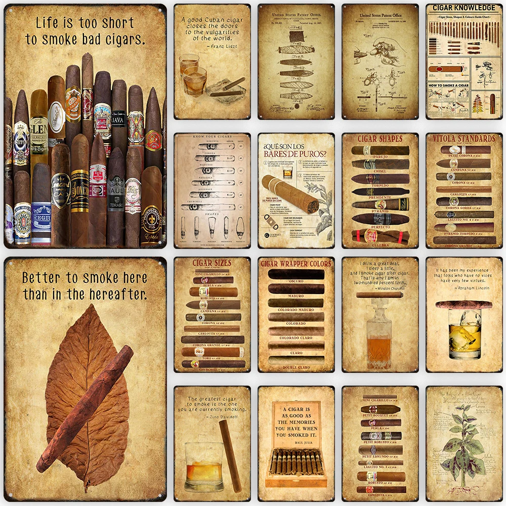 Cigars-Vintage-Metal-Posters-Whiskey-Retro-Tin-Signs-Bar-Cafe-Wall-Art ...