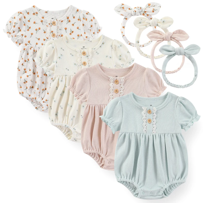 2-pieces-Cotton-Bodysuit-Headband-6-24M-Newborn-Baby-Girl-Clothes-Sets ...