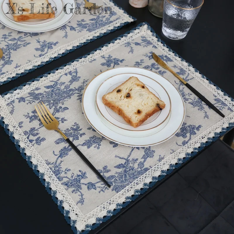 French-Pastoral-Cloth-Placemat-Waterproof-Modern-Simple-Table-Mat ...