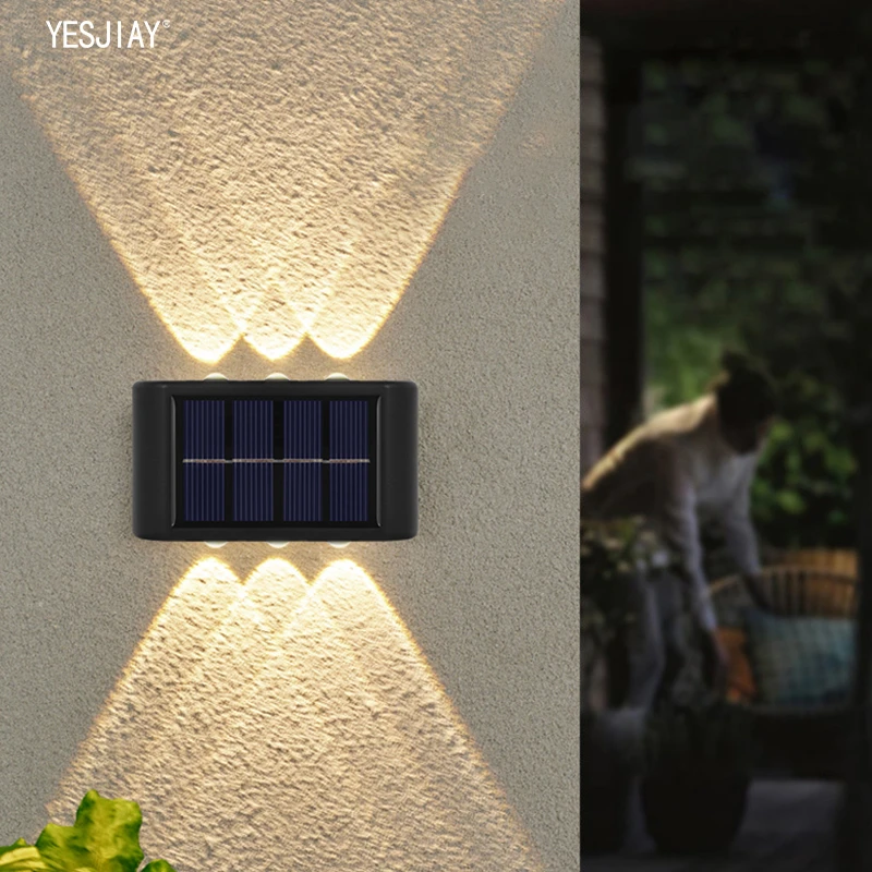 Solar Wall Lamp Outdoor Waterproof Up And Down4/6/8/10 LEDS Luminous ...
