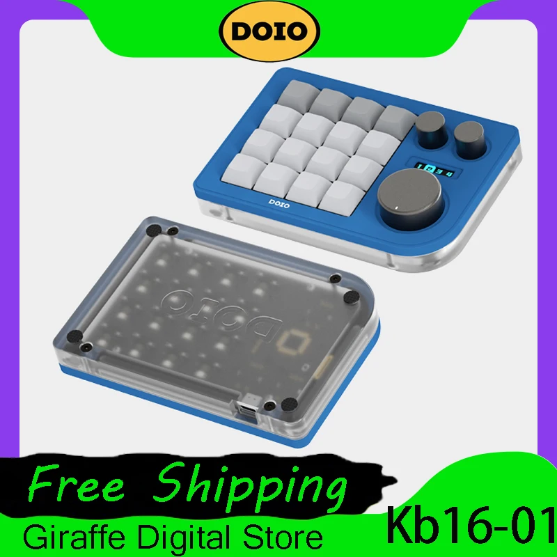 Doio-Kb16-01-Mini-Keyboard-Multi-function-Knob-OLED-Screen-Custom-Programming-Wired-Mechanical ...