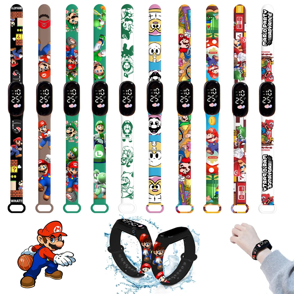Relojes-de-Super-Mario-Bros-para-ni-os-reloj-de-pulsera-luminoso-de ...