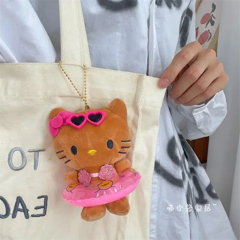 2024-Plushies-Keychain-Kawaii-Black-Hawaiian-Hello-Kitty-Plush-Key ...