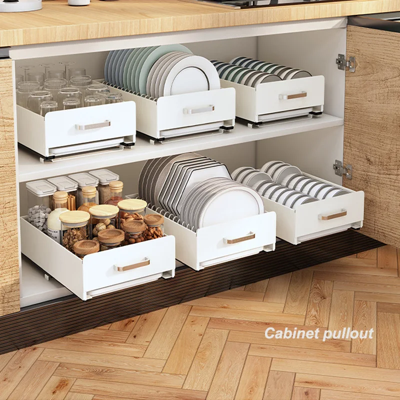 Kitchen-Dish-Storage-Rack-Cabinet-Pull-Out-Shelf-Spice-Water-Cup ...