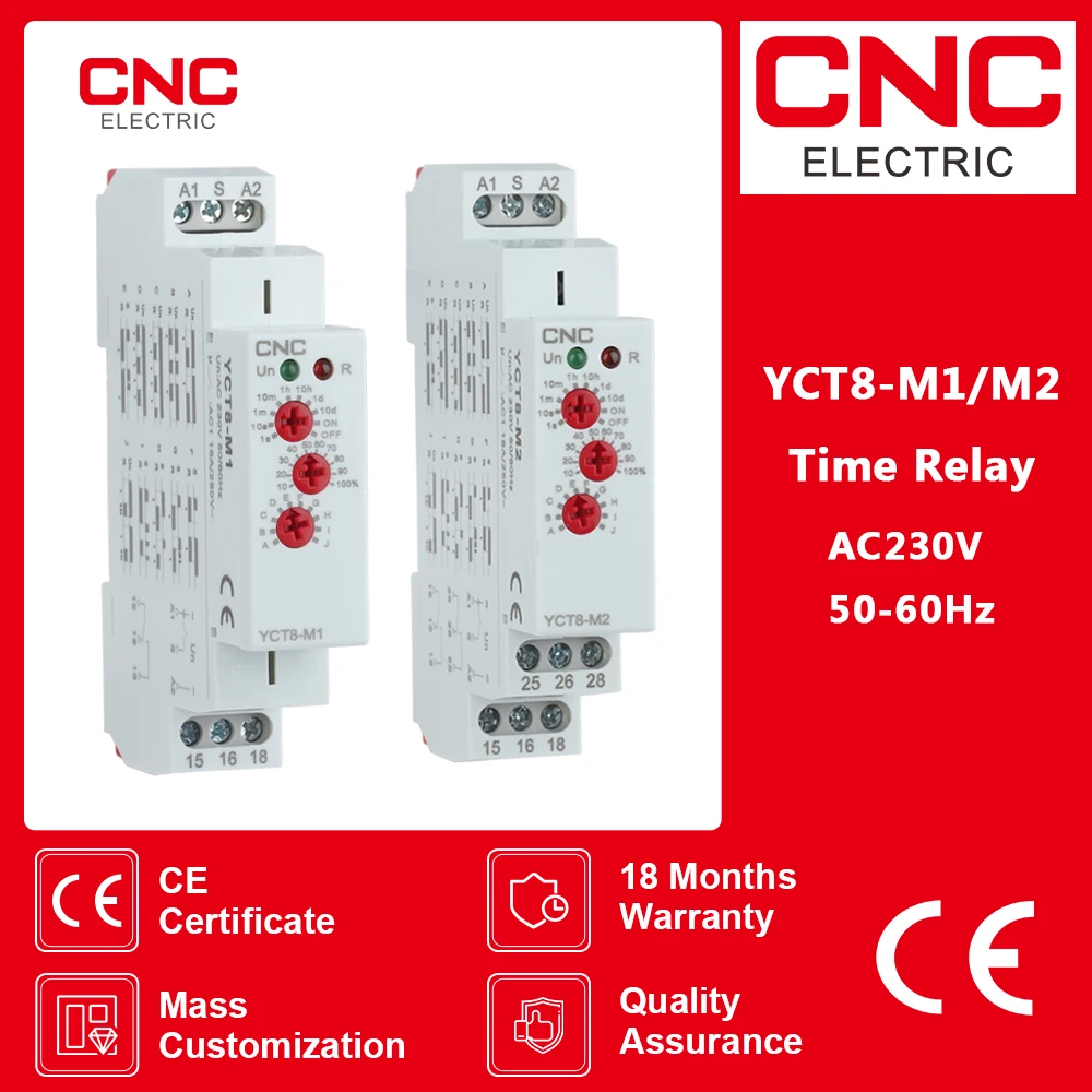 CNC Din Rail Type Time Delay Relay AC 230V 16A Multifunction Timer ...