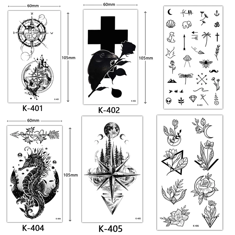 Sketch-Tattoo-Stickers-Waterproof-Fake-Tattoo-Words-English-Alphabet ...