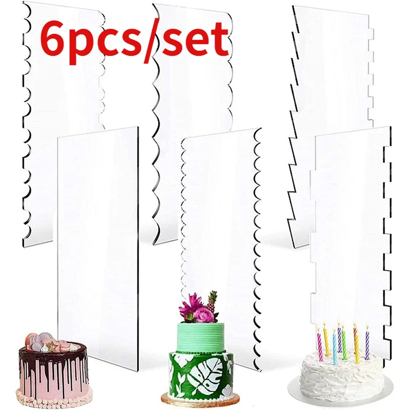 6Pcs-Pastry-Cutter-Cake-Scraper-Set-Transparent-Clear-Acrylic ...