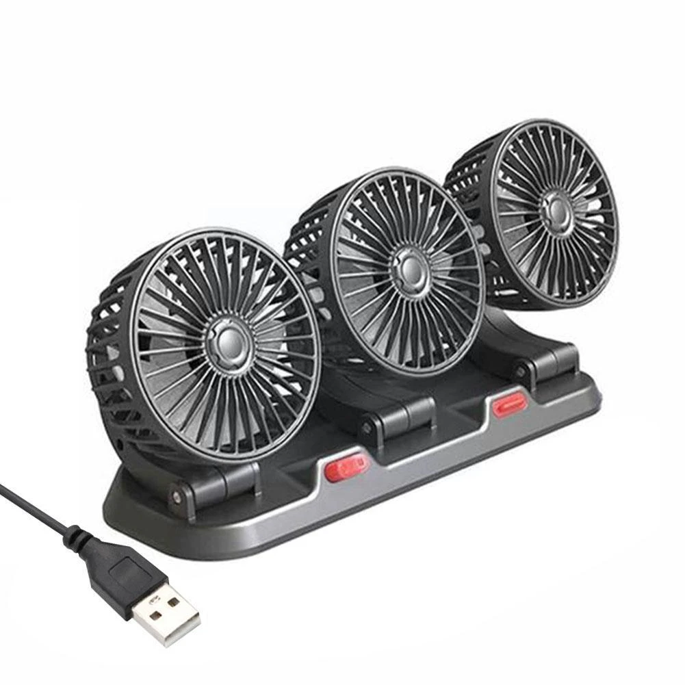 Car Fan Three Head Automotive Electric Fan USB/12V/24V Fan 2 Speeds Car ...