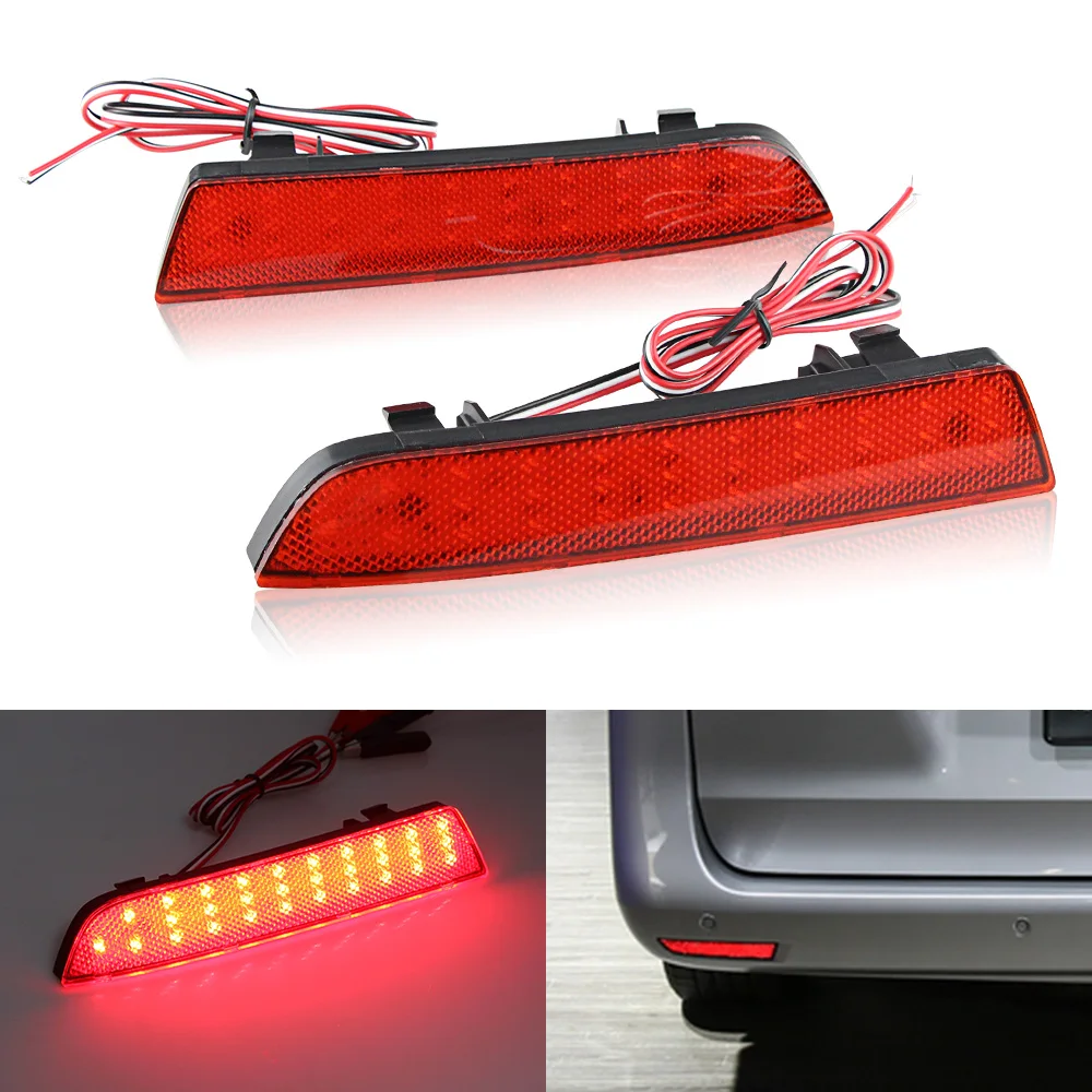 2Pcs Red LED Rear Bumper Reflector Lights Car Tail Lamps Brake Stop ...