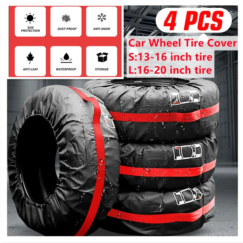 4Pcs-Universal-Auto-13-20-Inch-Car-Spare-Tire-Cover-Case-Polyester ...