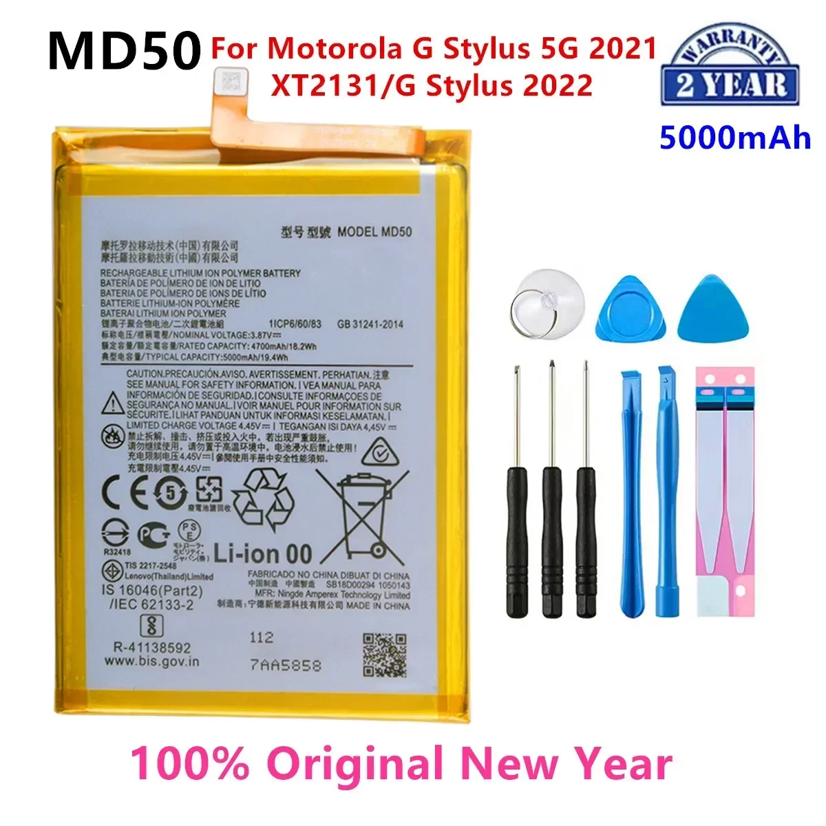 100-Original-MD50-5000mAh-Battery-For-Motorola-MOTO-G-Stylus-5G-2021 ...