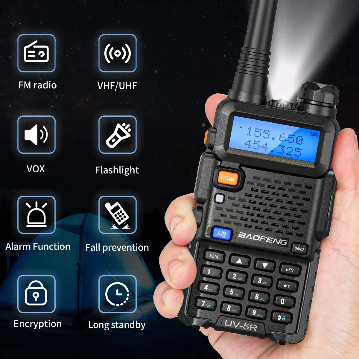 Baofeng UV-5R Walkie Talkie 5W Dual Band Ham Two Way Radio UV 5R Vhf ...