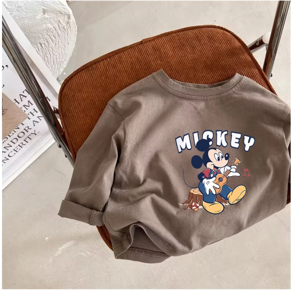 Little Kid Crew Neck Long-Sleeved T-Shirts Mickey Cartoon Printed Tees ...