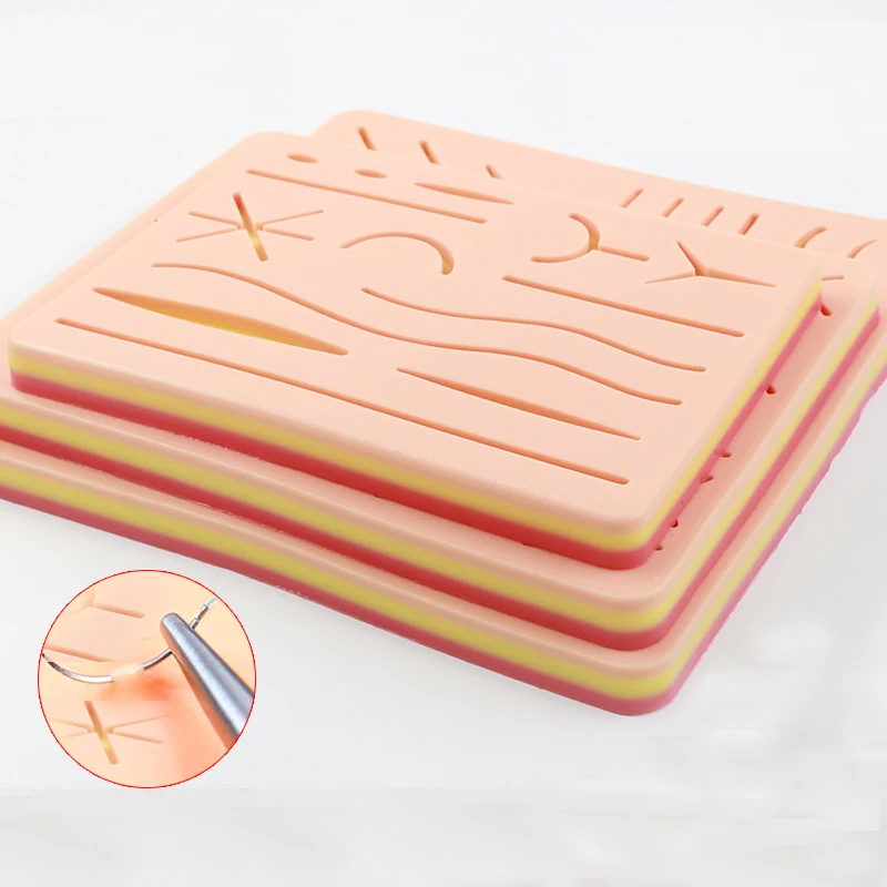 Surgical simulation wound, skin suture, medical students practice ...