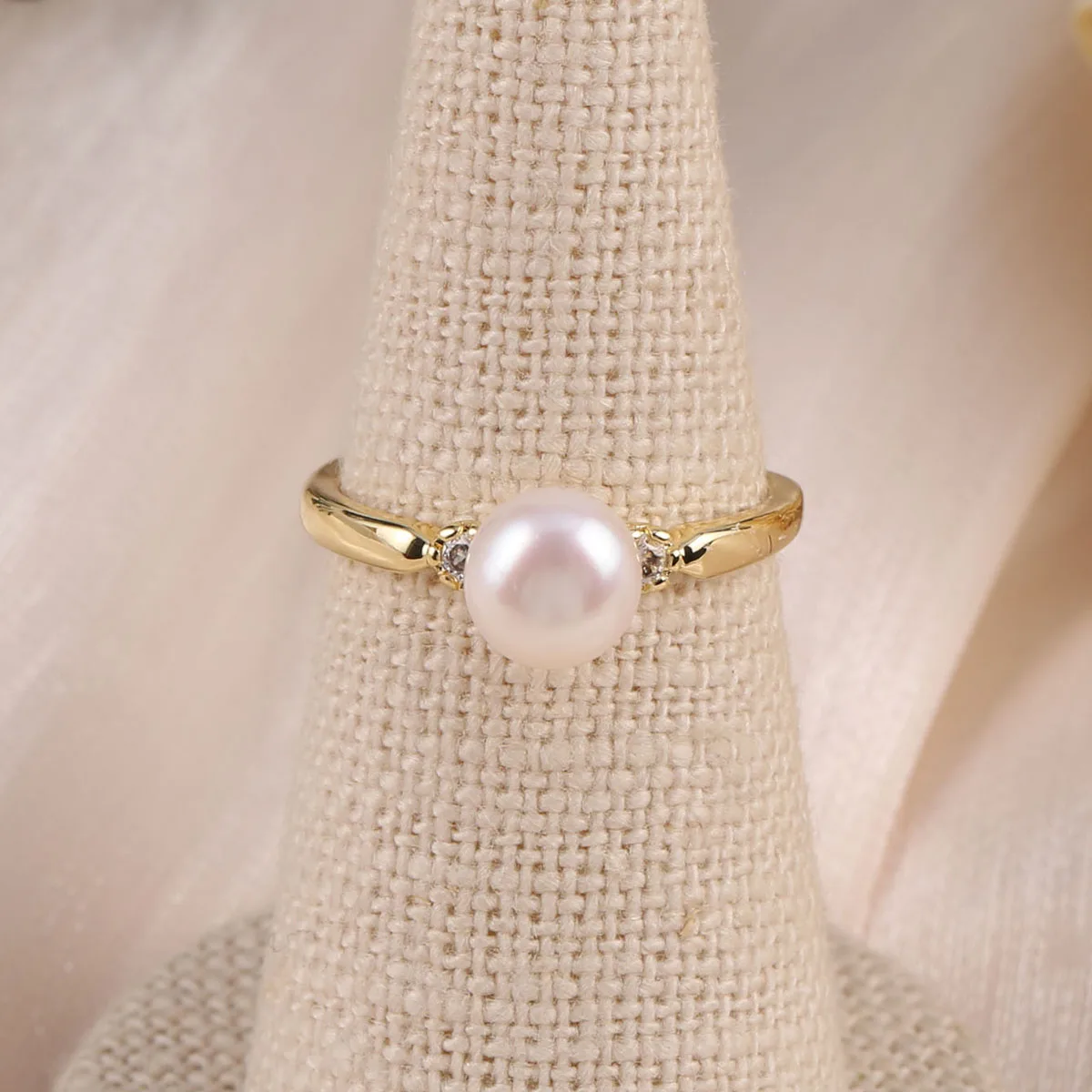 Natural-Freshwater-Pearl-Rings-For-Women-Zinc-Alloy-Female-Ring-Fine ...