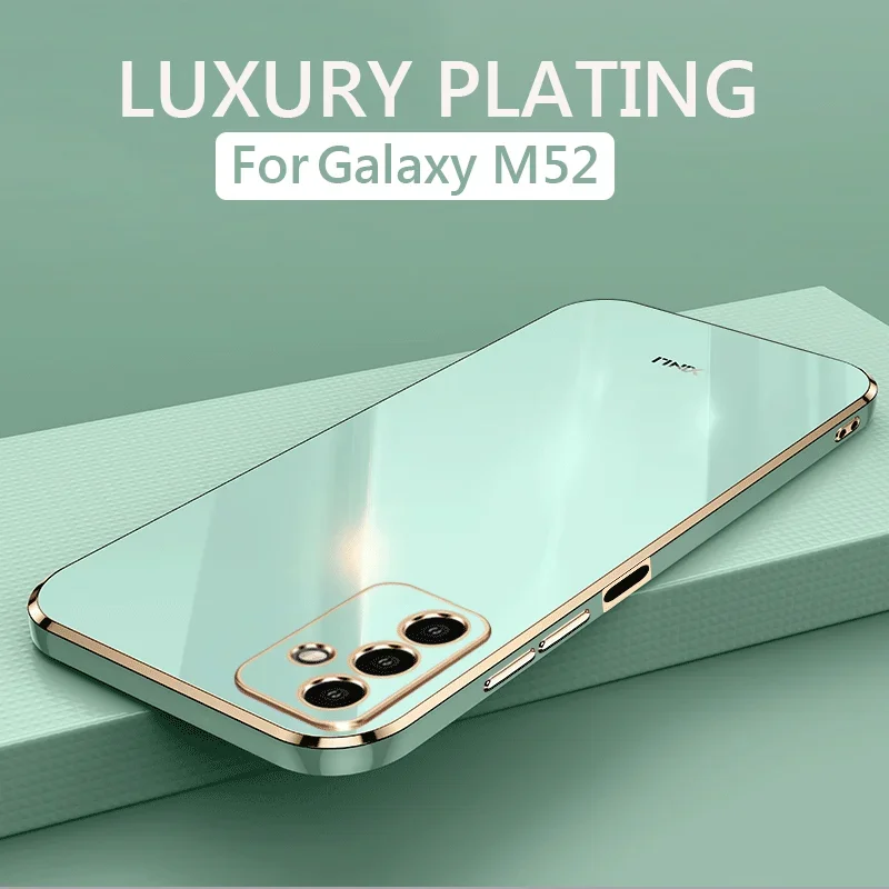 Luxury Square Plating Phone Case On For Samsung Galaxy M52 ShockProof ...