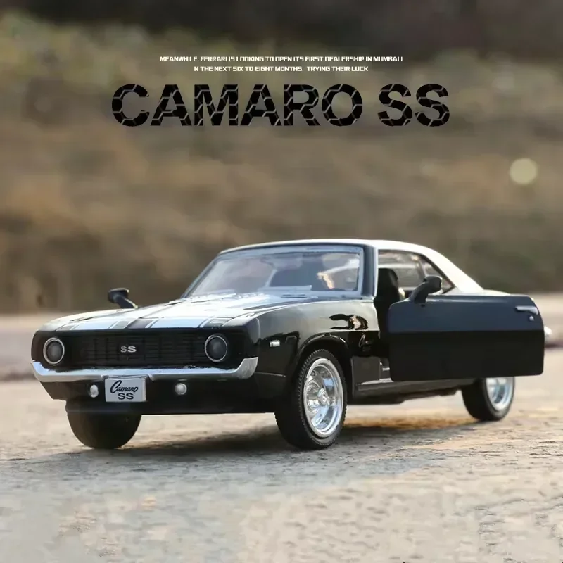 1:36 Chevrolet USA 1969 Camaro SS Vintage Matte Black Diecast Metal Car ...