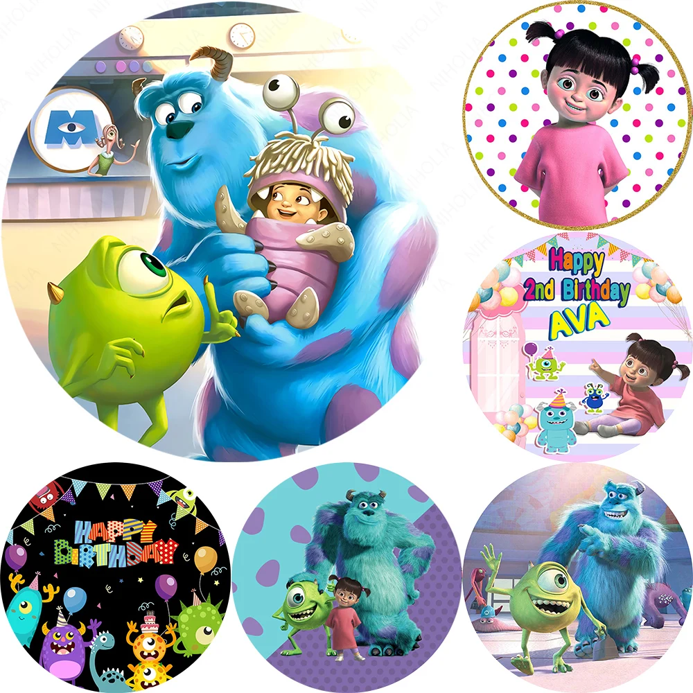 Monsters-University-Round-Background-Girl-Boo-Blue-Elastic-Backdrop ...