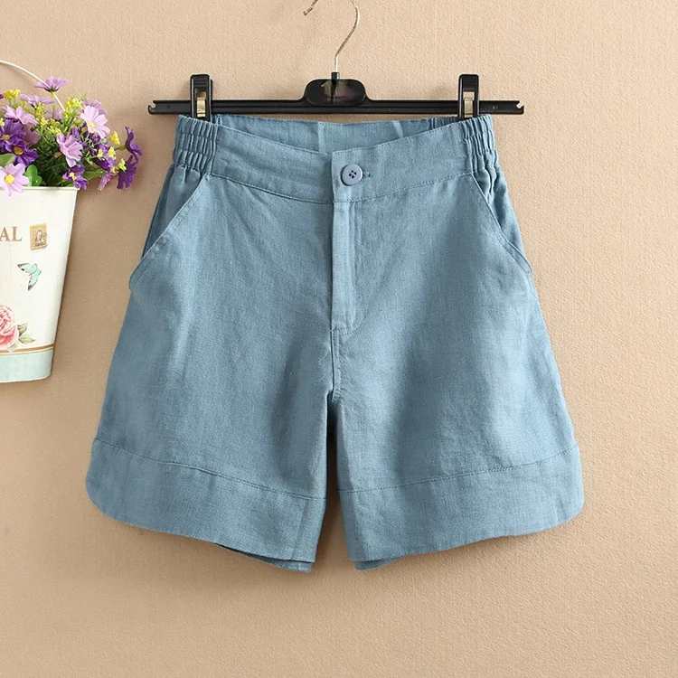 Women-s-Loose-Shorts-Cotton-Linen-Solid-Color-Wide-Leg-High-Waisted ...