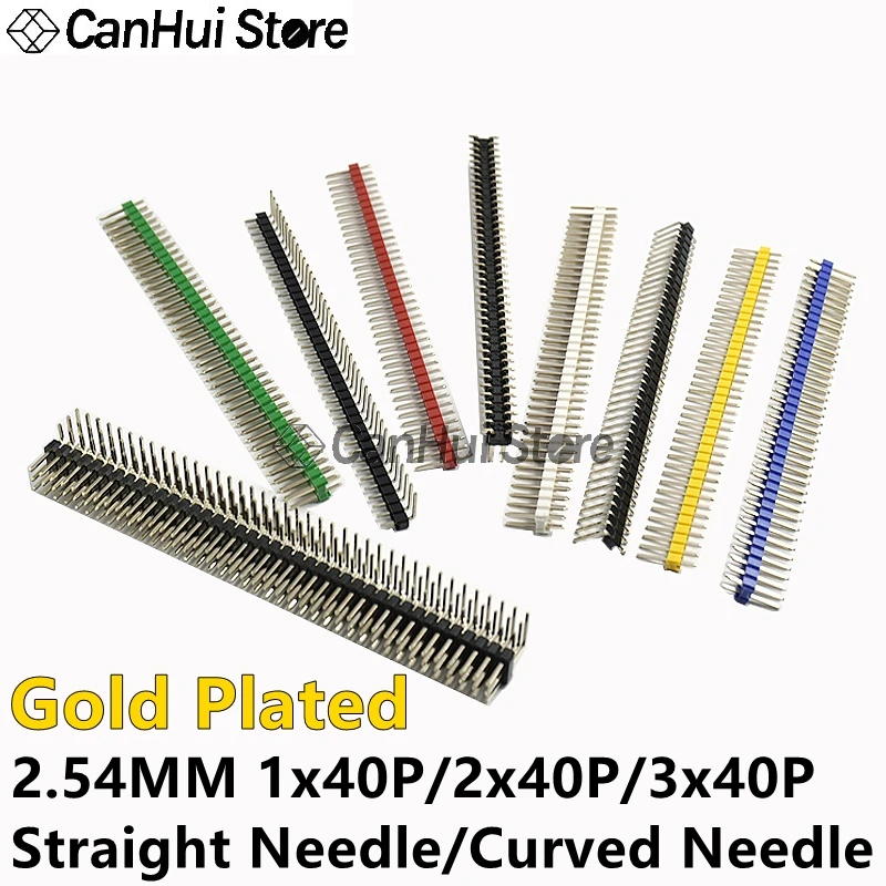 5-10pcs-Gold-Plated-2-54mm-1X40P-2X40P-3X40P-Single-Double-Three-Row ...