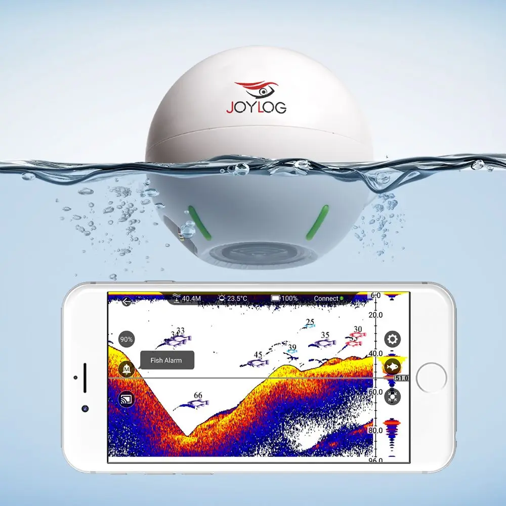 JOYLOG-Smart-Sonar-Fish-Finder-Rechargeable-Wireless-Sensor-40M-Water ...