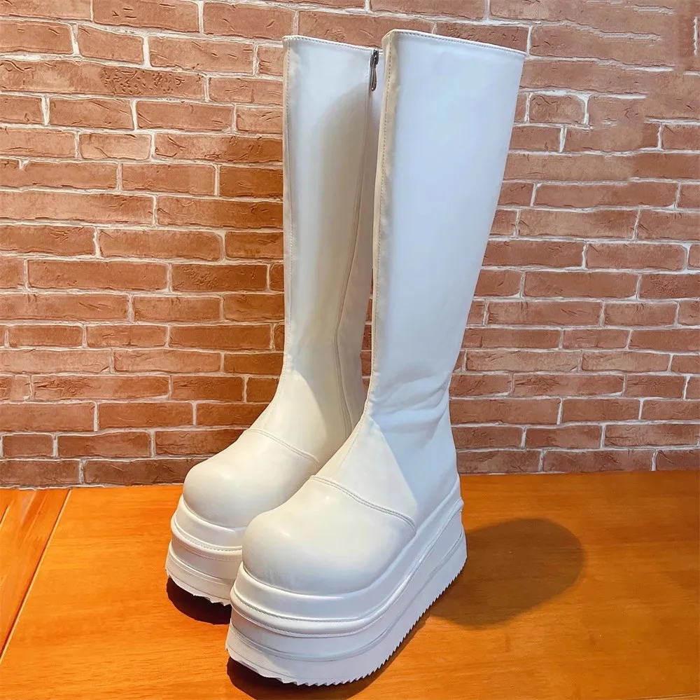 Women-long-Martin-white-Boots-woman-high-wedges-Heels-pumps-Lady-girl ...