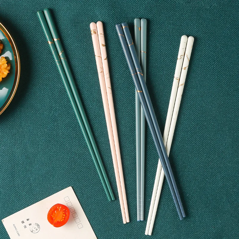 Nordic Style Marble Ceramic Chopsticks Portable Tableware Set With ...