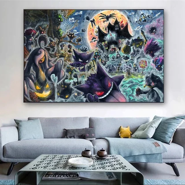 Póster vintage de Halloween, pinturas decorativas, figuras de anime ...