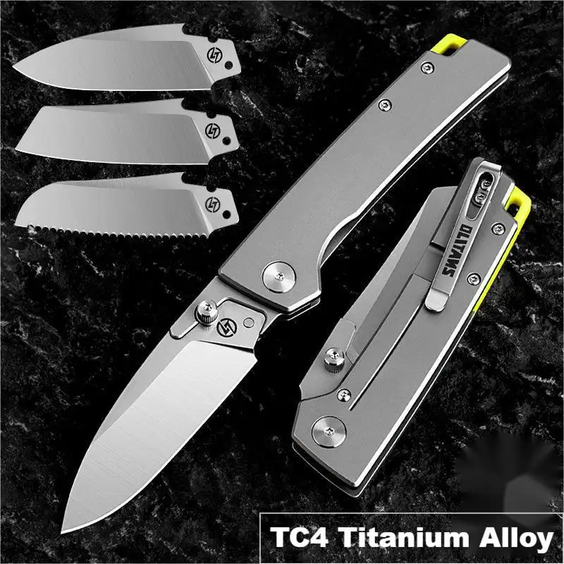 9CR18MOV Steel Saw Blade AL-T024 Titanium Alloy Folding Knife Outdoor ...