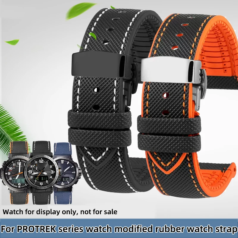 23mm rubber strap For Casio PROTREK strap 5497 PRW-60YT PRW-30 PRW 50 ...