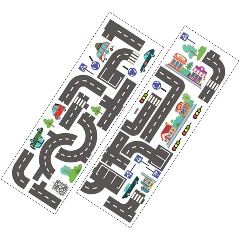 2 Sheets Car Track Stickers Kids Wall Decals Wallpaper Room Decor ...