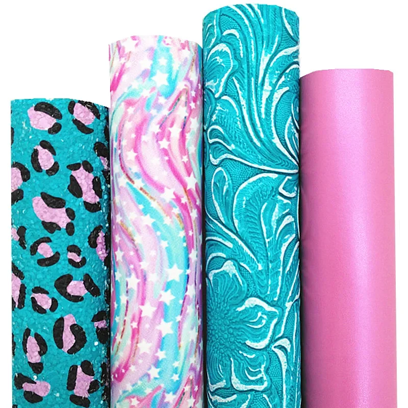 Sunflowers-Embossed-Synthetic-Leather-Stars-Wave-Printed-Synthetic ...