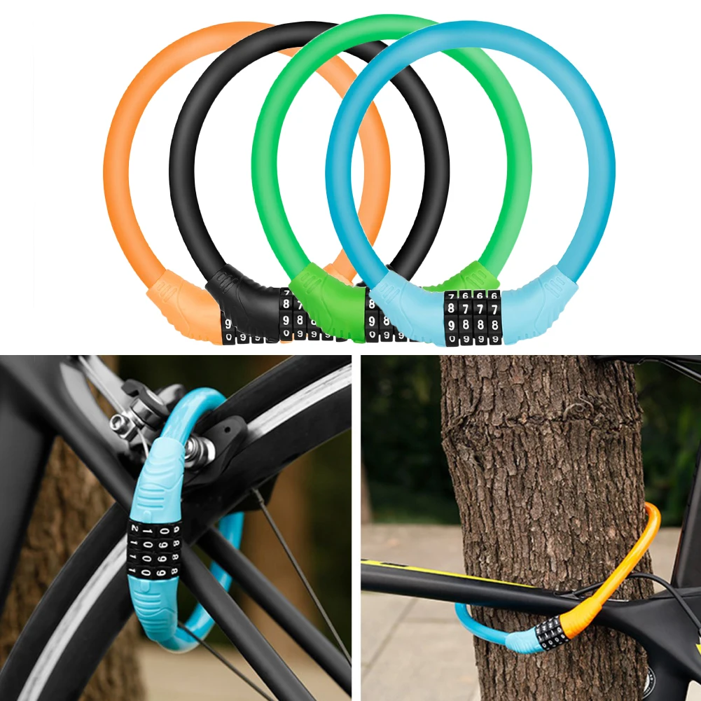 Cable de bloqueo antirrobo para bicicleta, candado de seguridad sin llave con contraseña de 4 ...