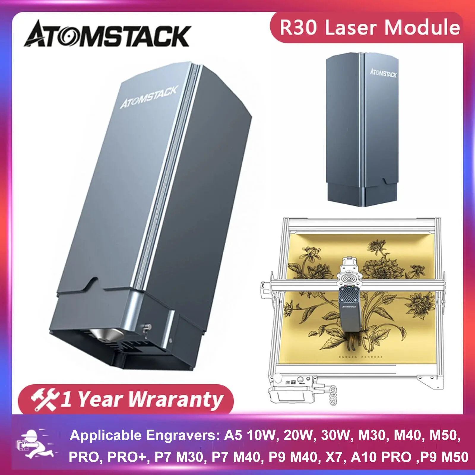 Atomstack-R30-Infrared-Laser-Module-Fiber-Laser-Replacement-Engraving ...