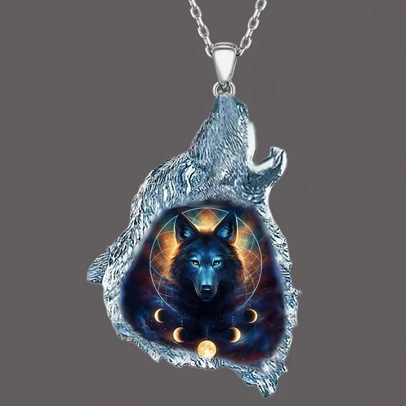 Collar-con-colgante-neutro-de-moda-Animal-salvaje-misterioso-Lobo-negro ...