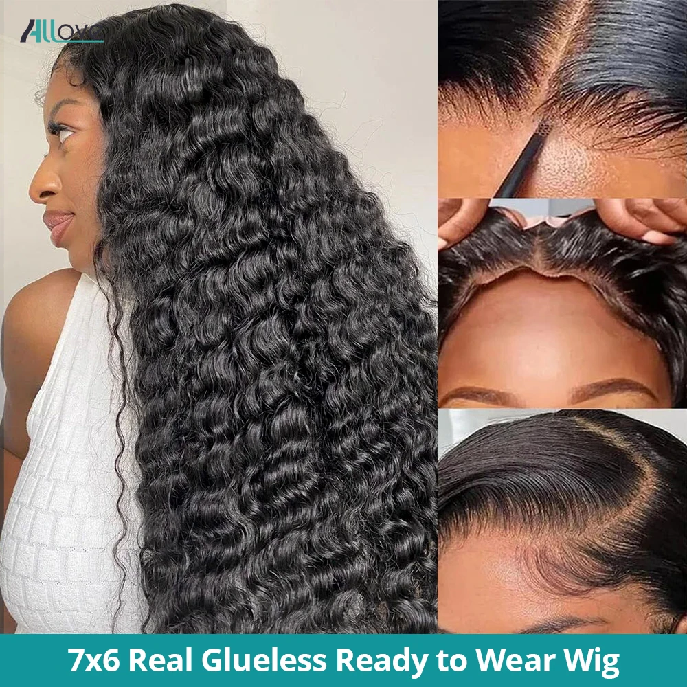 Allove-Loose-Deep-Wave-Lace-Front-Wig-para-mulheres-Real-Glueless-100 ...