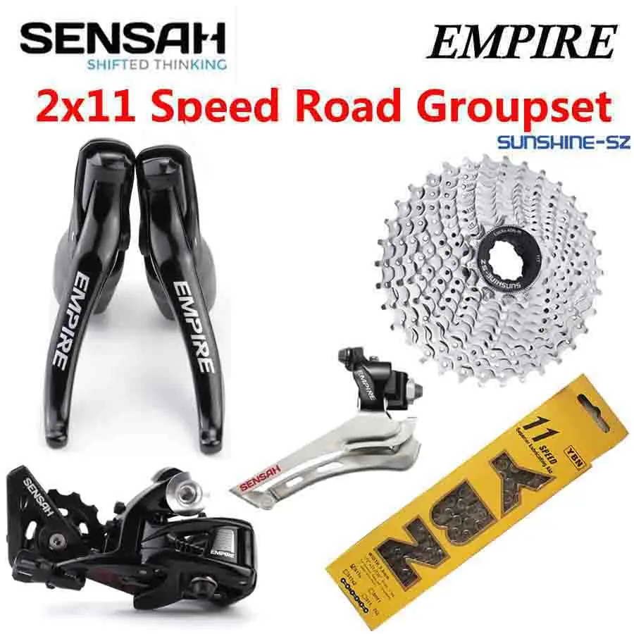 SENSAH EMPIRE 2x11 속도 22S 로드 바이크 그룹 세트, 시프터 레버, RD 변속기, 선샤인 카세트, YBN 체인 ...