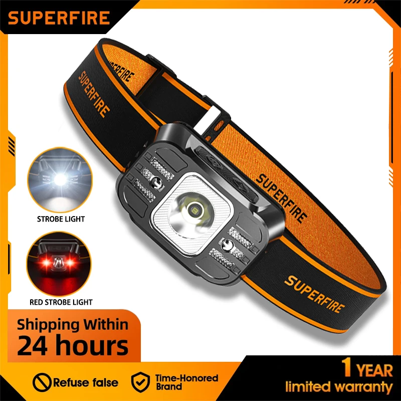 SUPERFIRE HL75 Mini LED Headlamp Rechargeable Head Light High Power ...